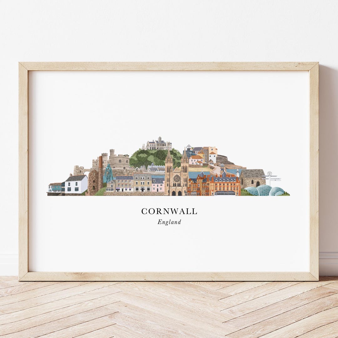 Cornwall Skyline Print, Cornwall Poster, Cornwall Cityscape, Cornwall ...