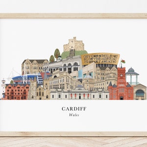 Cardiff Skyline Print V2, Cardiff Poster, Cardiff Cityscape, Cardiff ...