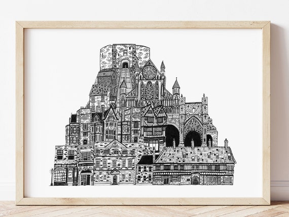 York Skyline Print York Landmarks York Cityscape York Wall | Etsy