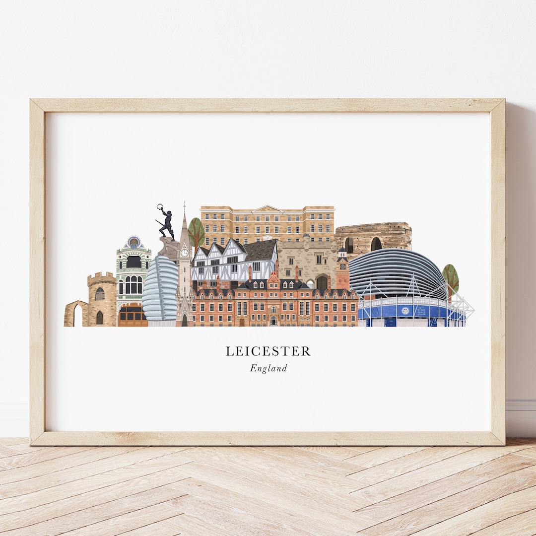 Leicester Skyline Print, Leicester Cityscape, Leicester Wall Art ...