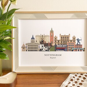 Nottingham Skyline Print, Nottingham Cityscape, Nottingham Wall Art ...