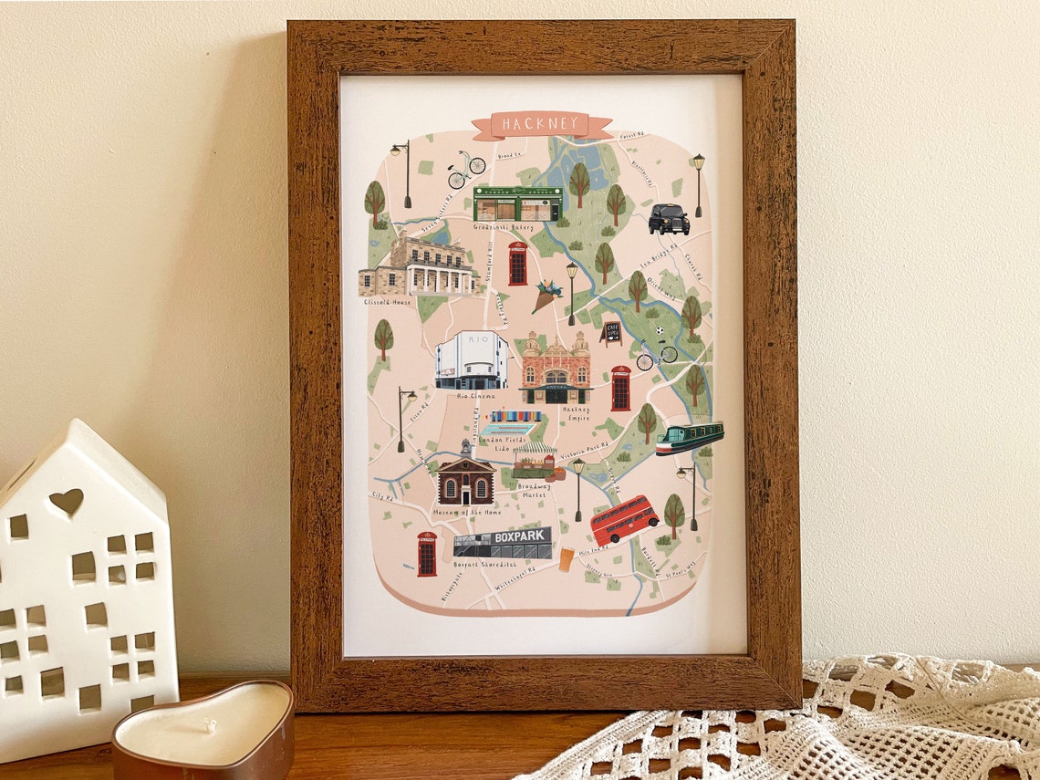 Hackney Map Illustrated Map of Hackney Hackney Print - Etsy UK