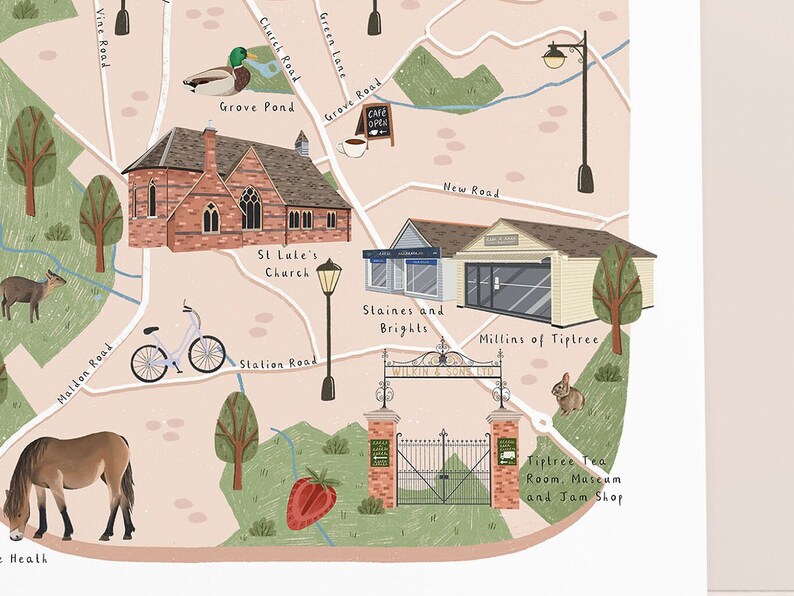 Tiptree Map Illustrated Map of Tiptree Tiptree Poster - Etsy