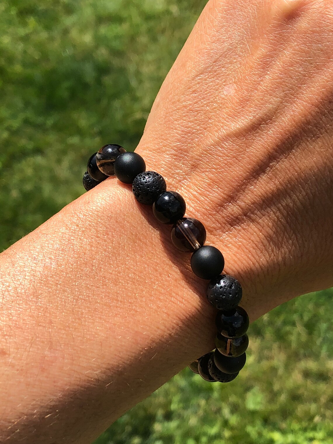 Root Chakra Bracelet 8mm Black Tourmaline Volcanic Lava - Etsy