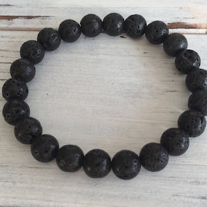 8mm Volcanic Lava Bracelet, Stacking Bracelet, Basalt Chakra Bracelet ...