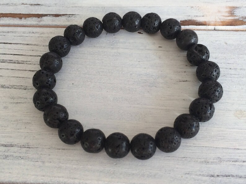 8mm Volcanic Lava Bracelet, Stacking Bracelet, Basalt Chakra Bracelet ...