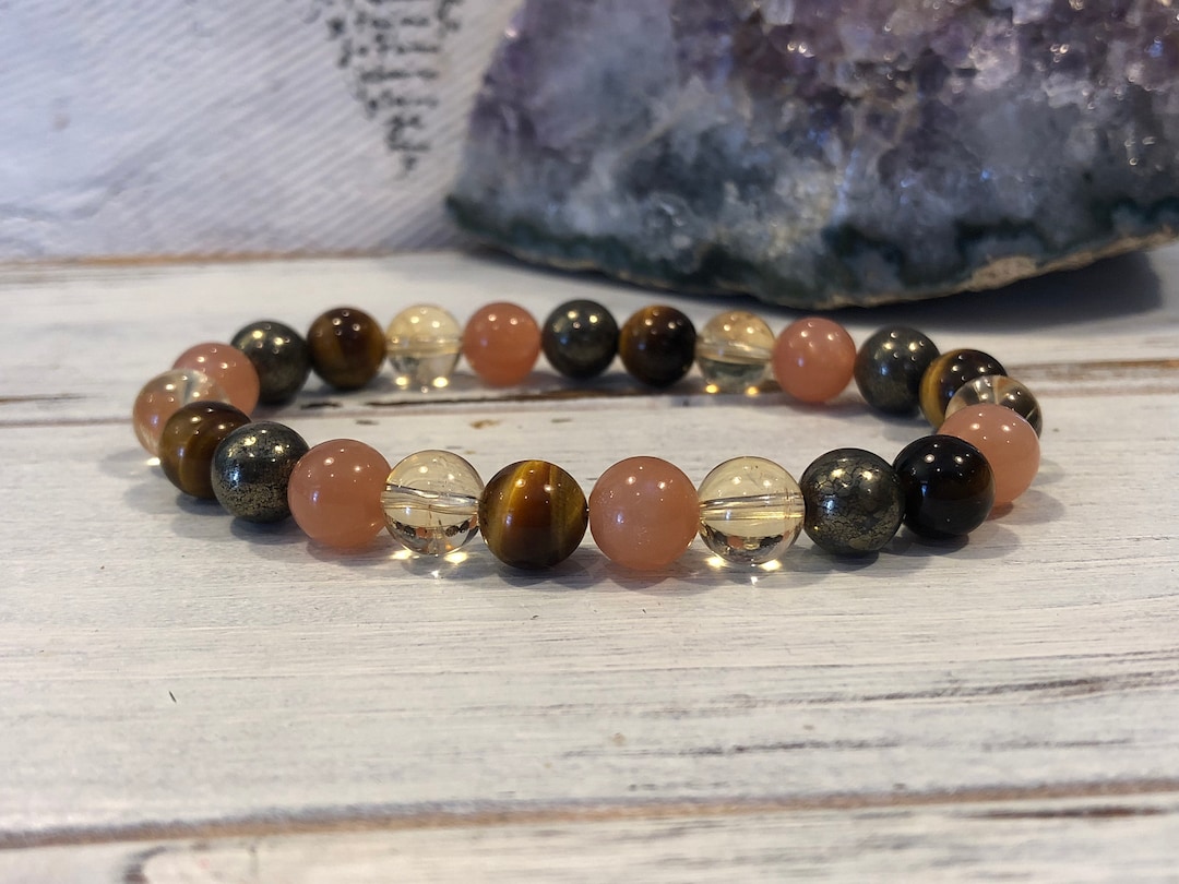 Solar Plexus Chakra Bracelet, Tiger Eye, Citrine, Sunstone, Pyrite ...
