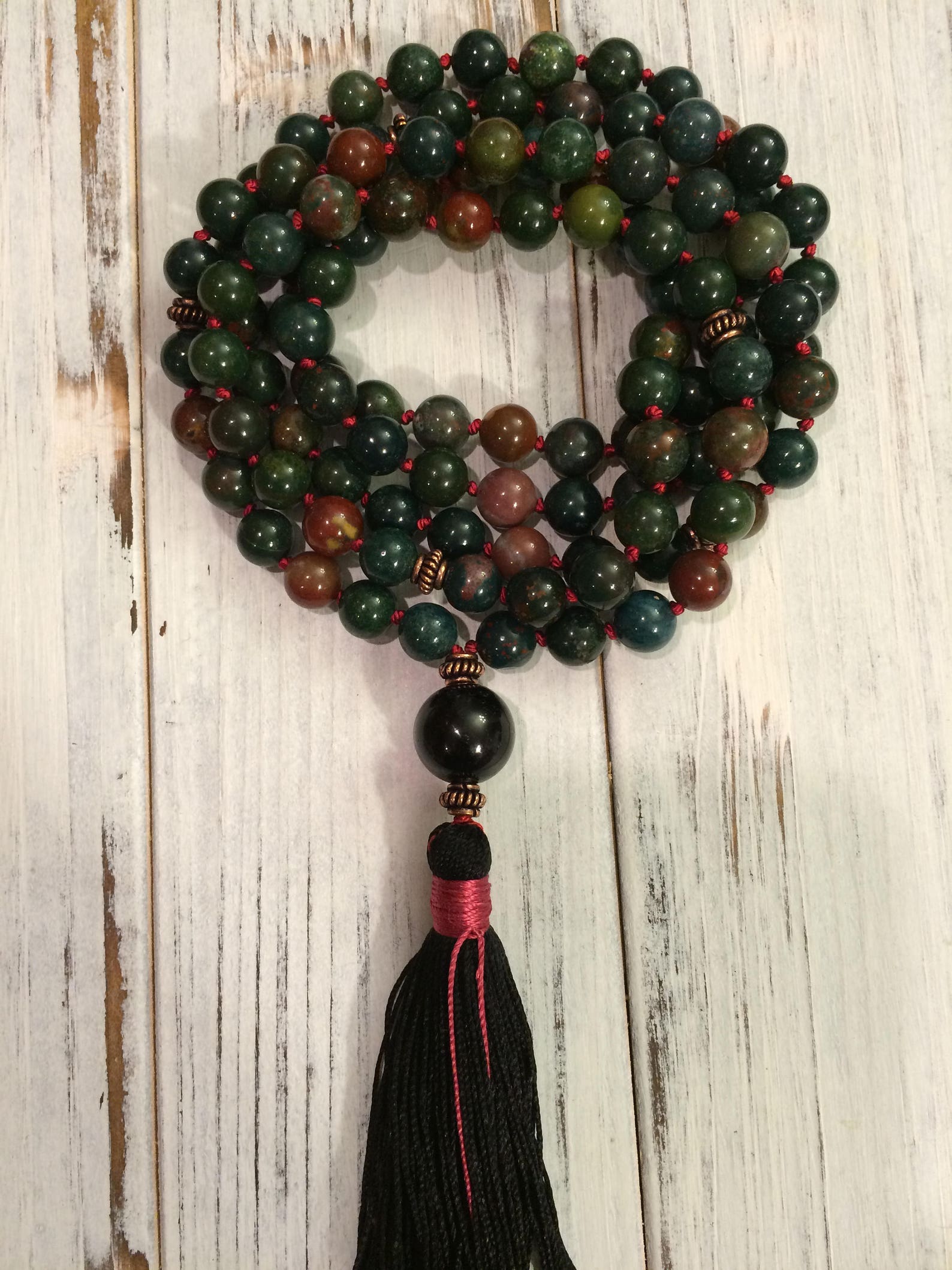 Bloodstone Black Tourmaline 108 Mala Beads Mantra | Etsy