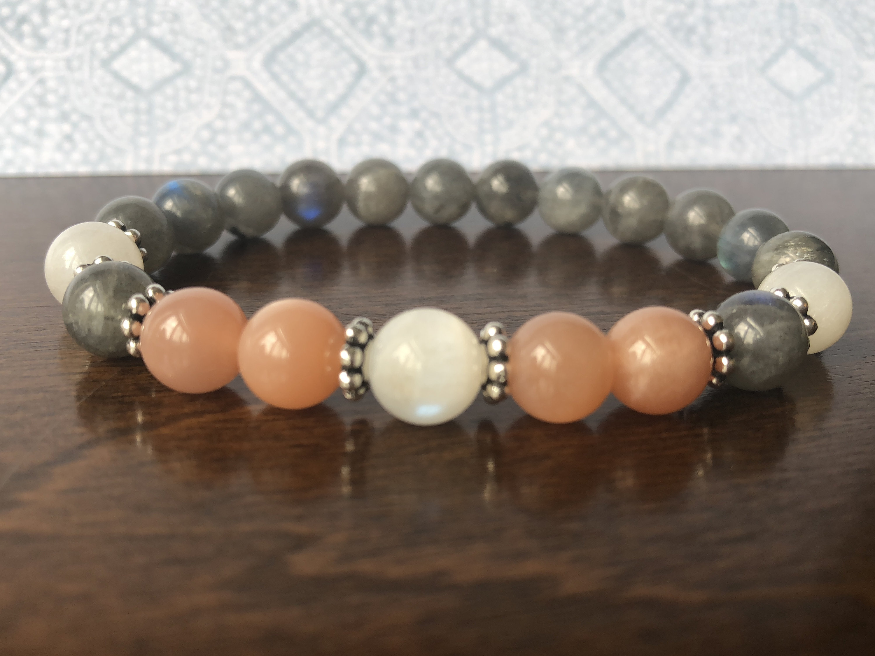 Moonstone Sunstone & Labradorite Bracelet Wrist Mala for - Etsy