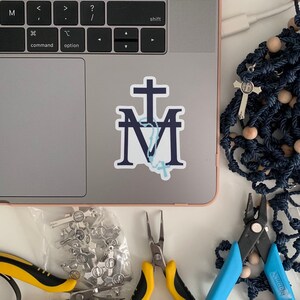 Marian Cross Vinyl Sticker Rosary Sticker Catholic Sticker Mary Sticker ...
