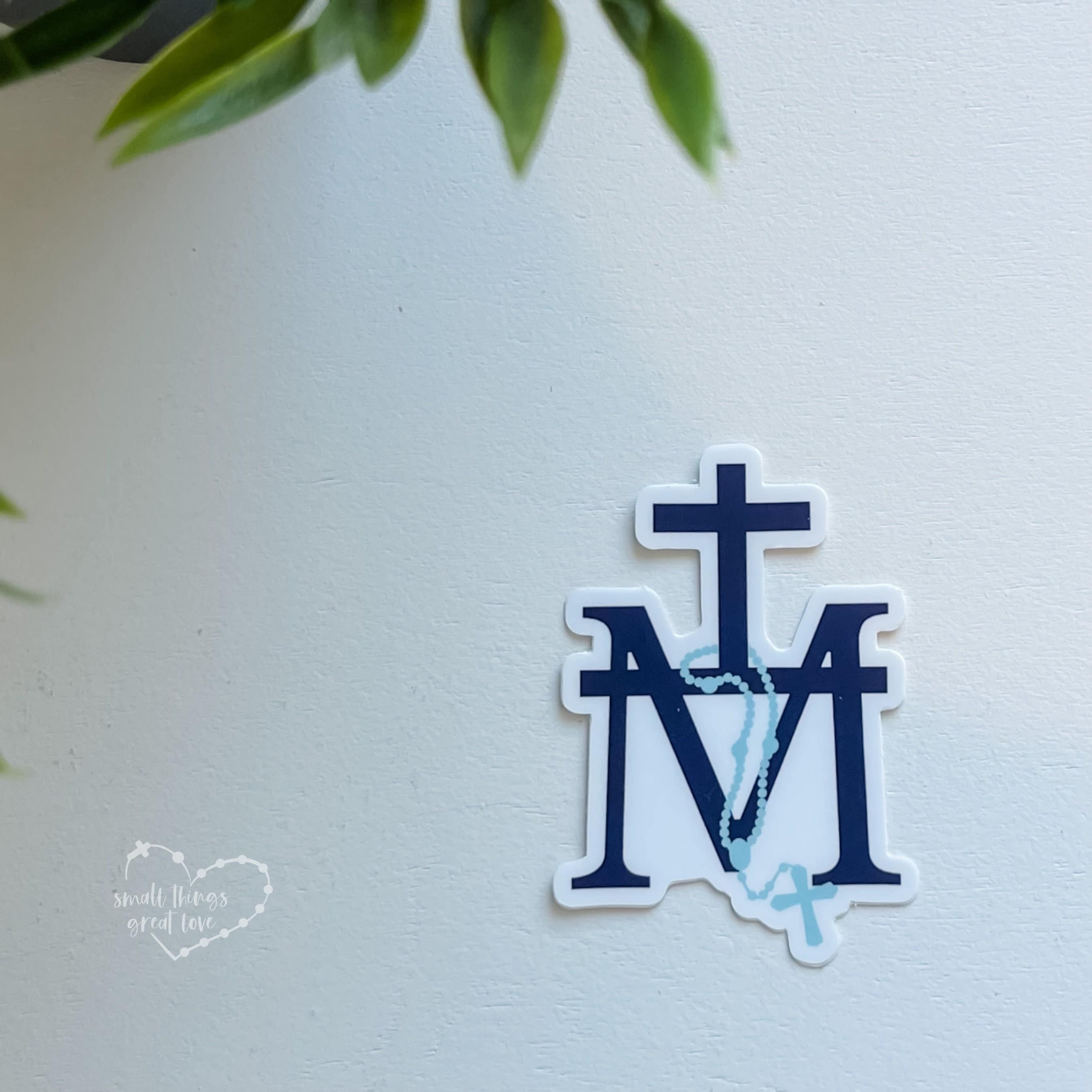 Marian Cross Vinyl Sticker Rosary Sticker Catholic Sticker - Etsy
