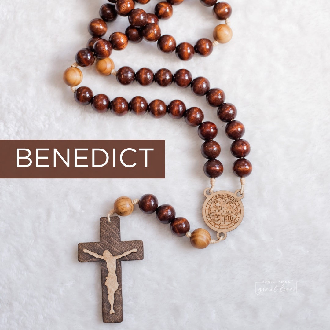 BENEDICT Wall Rosary St. Benedict Wall Rosary Wood Wall Rosary Catholic ...
