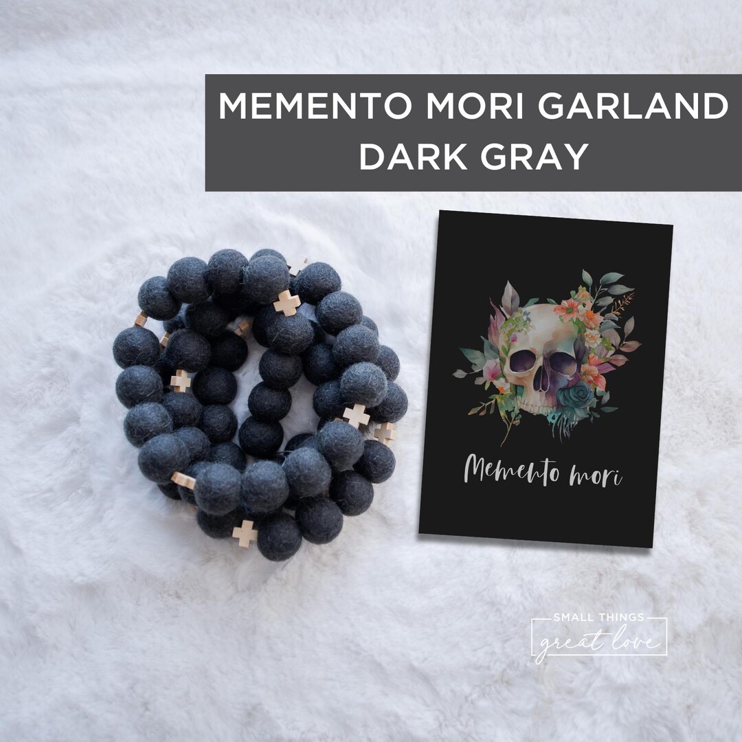 MEMENTO MORI Garland Dark Gray Garland Felt Ball Garland Catholic Decor ...