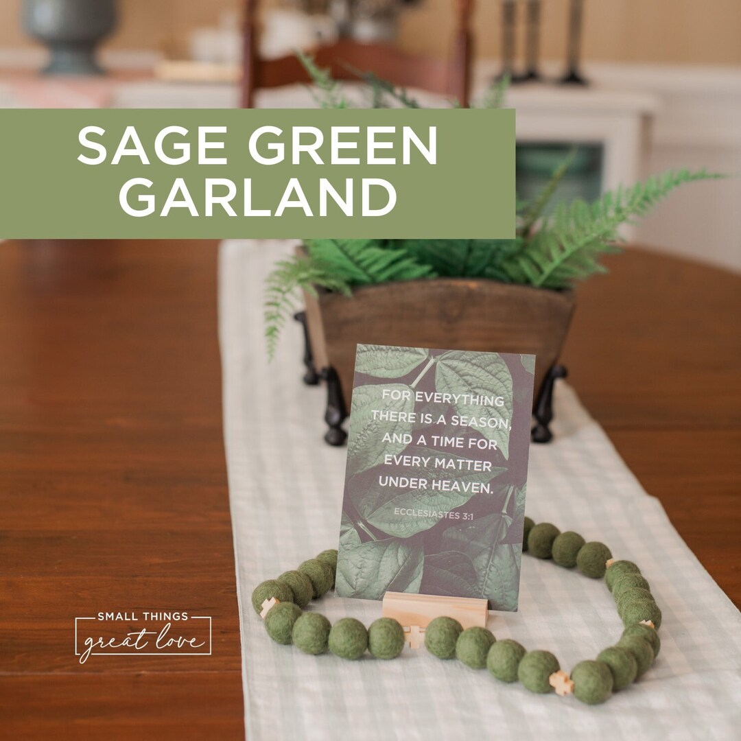 SAGE GREEN GARLAND Ordinary Time Garland Green Garland Felt Ball ...