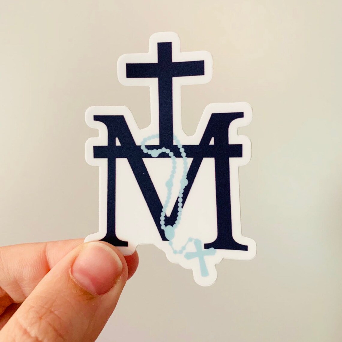 Marian Cross Vinyl Sticker Rosary Sticker Catholic Sticker | Etsy