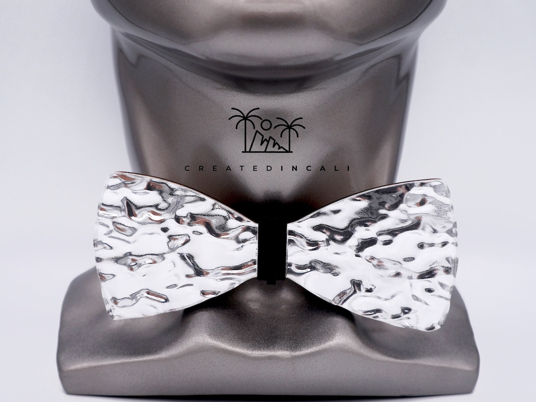 Textured Bow Tie, Silver Bowtie, Mirror Tie, Unique Tie, Womens Bowtie ...