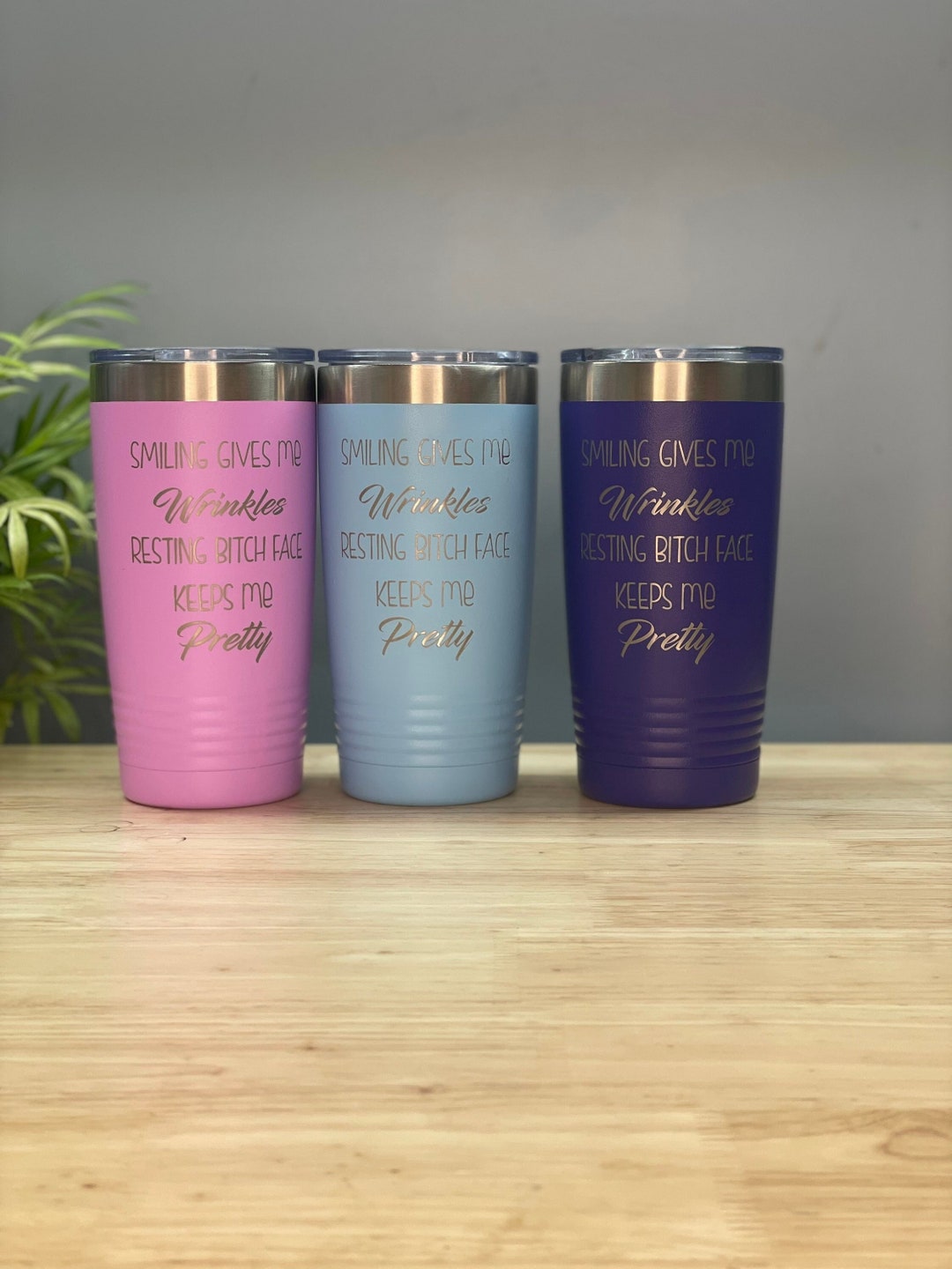 Sarcastic Engraved Tumbler: "smiling Gives Me Wrinkles" Gift - Etsy