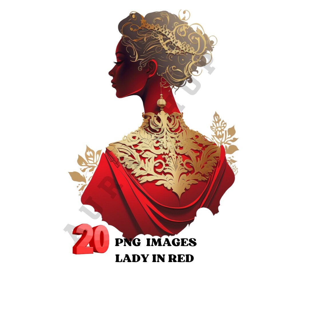 Set of 20, Lady in Red, Fashion Girl Clipart, Women in Red Clipart, Red ...