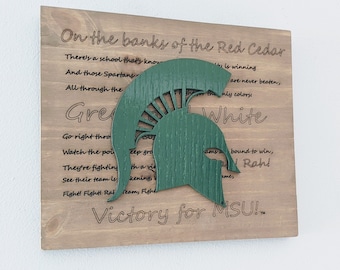 Michigan State University MSU Fight Song Wall Hanging | Etsy
