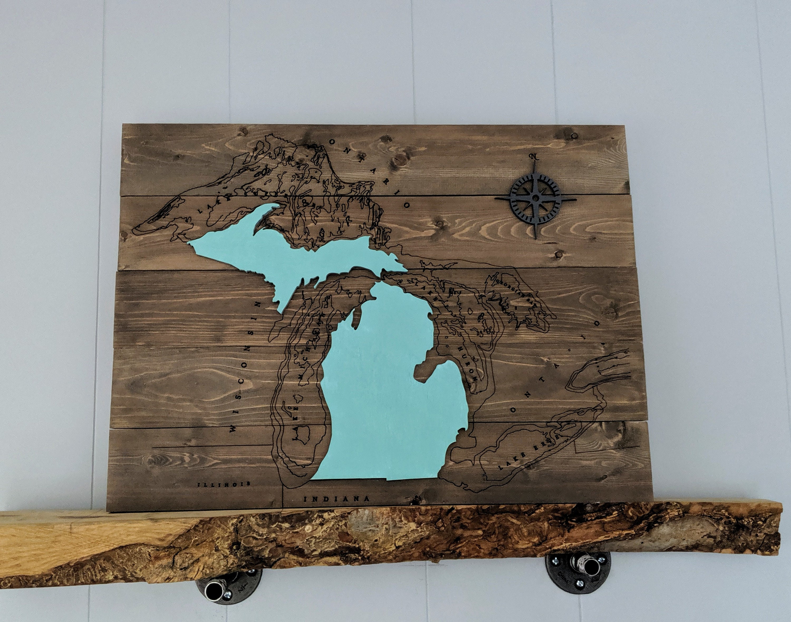 Vintage Michigan Nautical Engraved Wall Hanging - Etsy