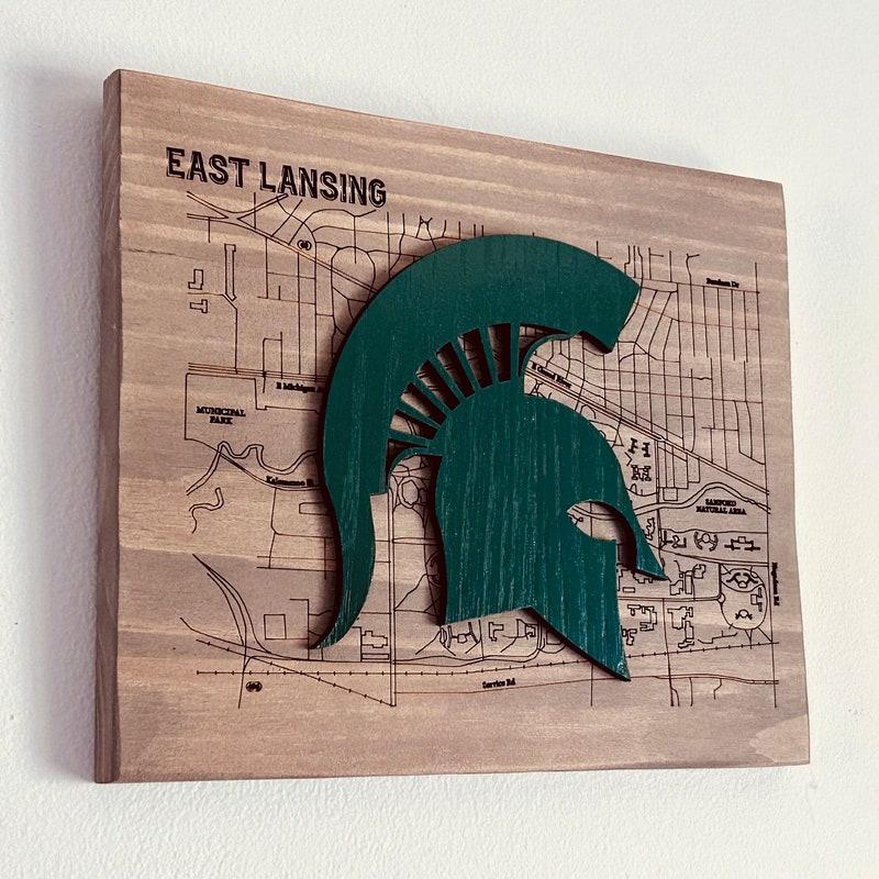 Msu Map In - Etsy