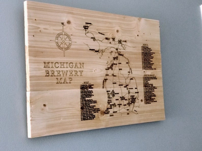 Michigan Brewery Map - Etsy