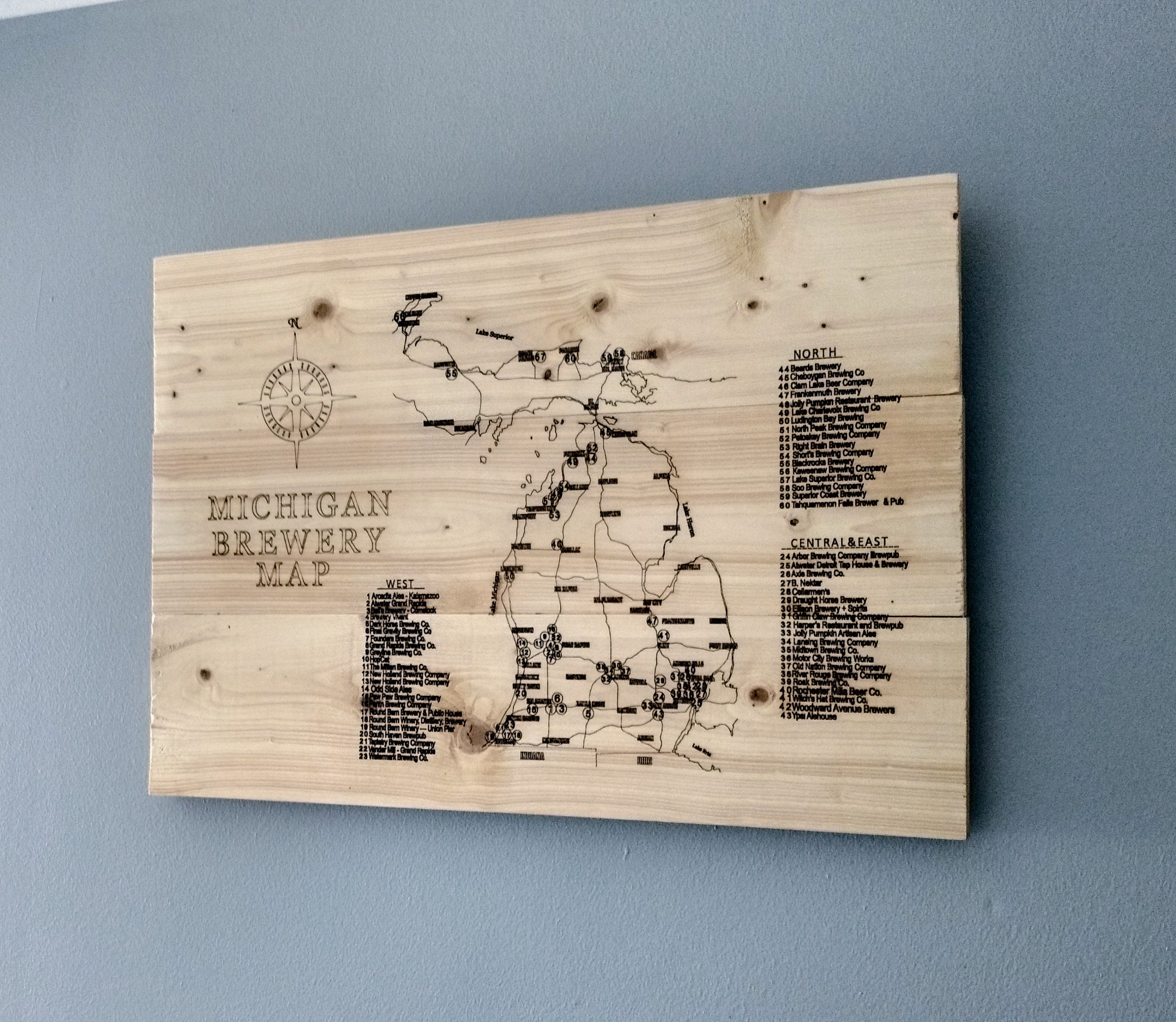 Michigan Brewery Map - Etsy