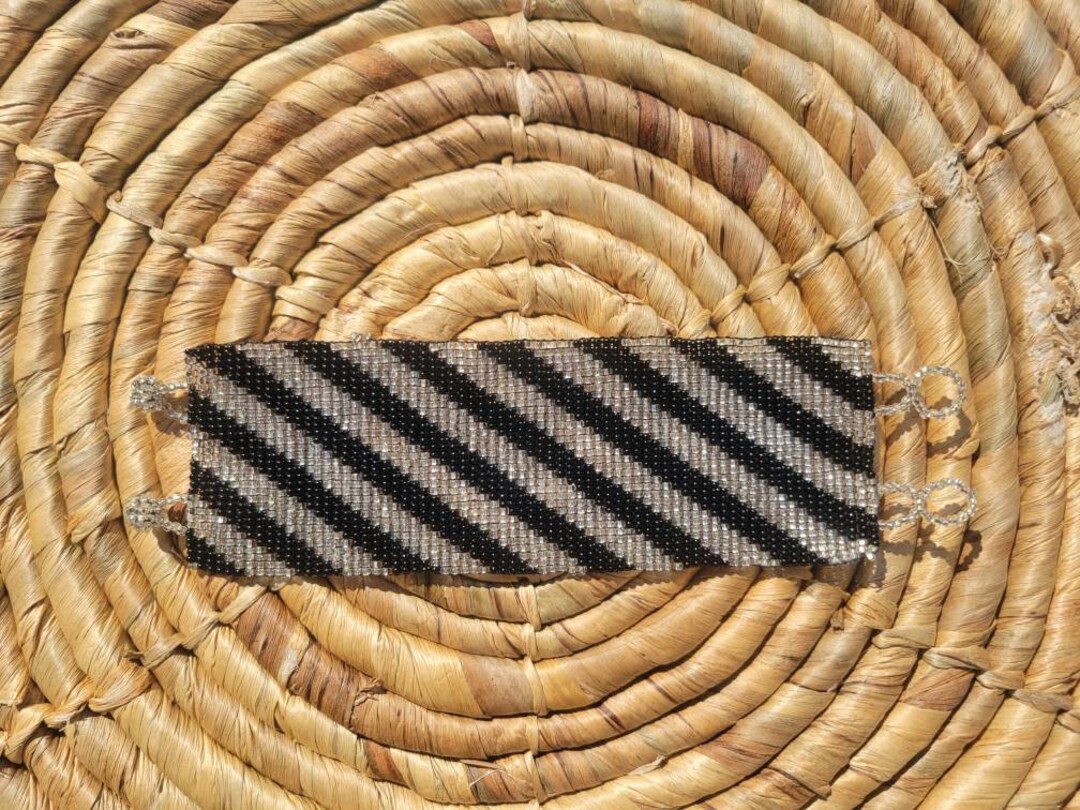 Colorful Huichol Beaded Bracelet, Geometric Beadwork, Chaquira ...