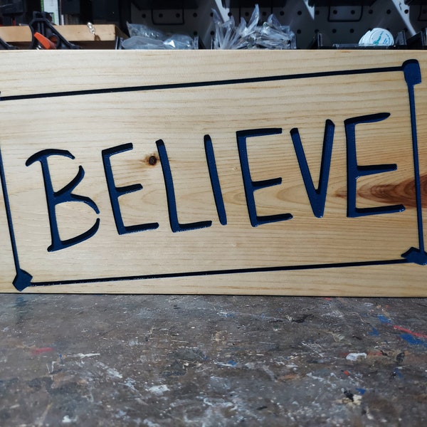 Wood Believe Sign - Etsy