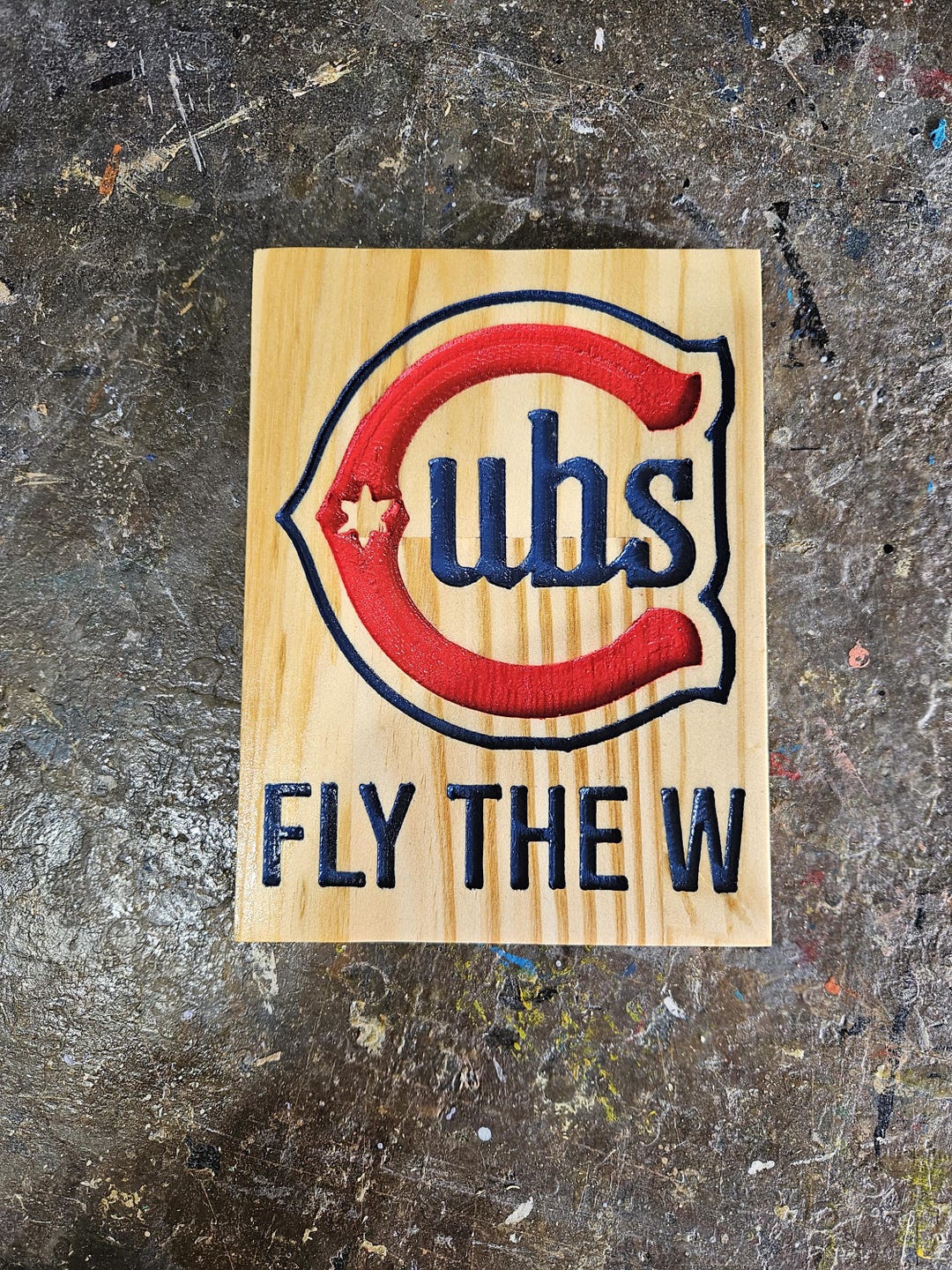 Fly the W Cubs Small Desktop Sign - Etsy