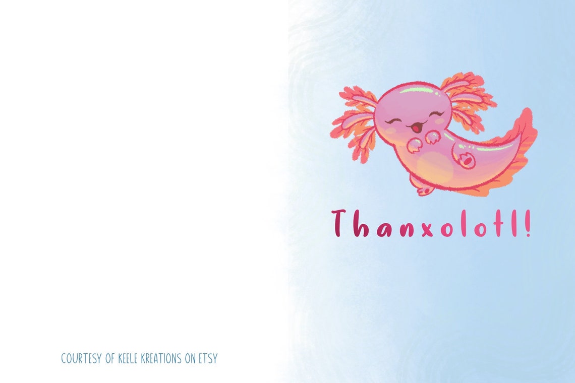 Thanxolotl! - Hilarious Digital Axolotl-themed Thank You Card - Etsy
