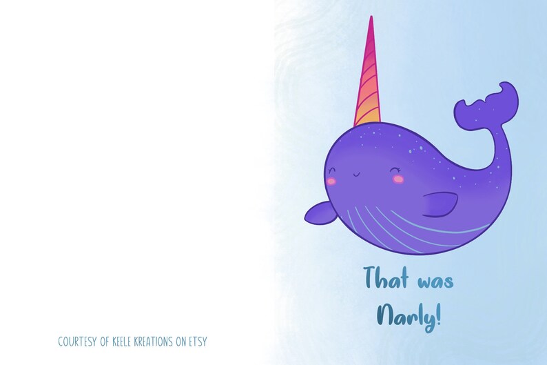 Narwhal Magic Greeting Card Digital Download Whale of a Tale - Etsy