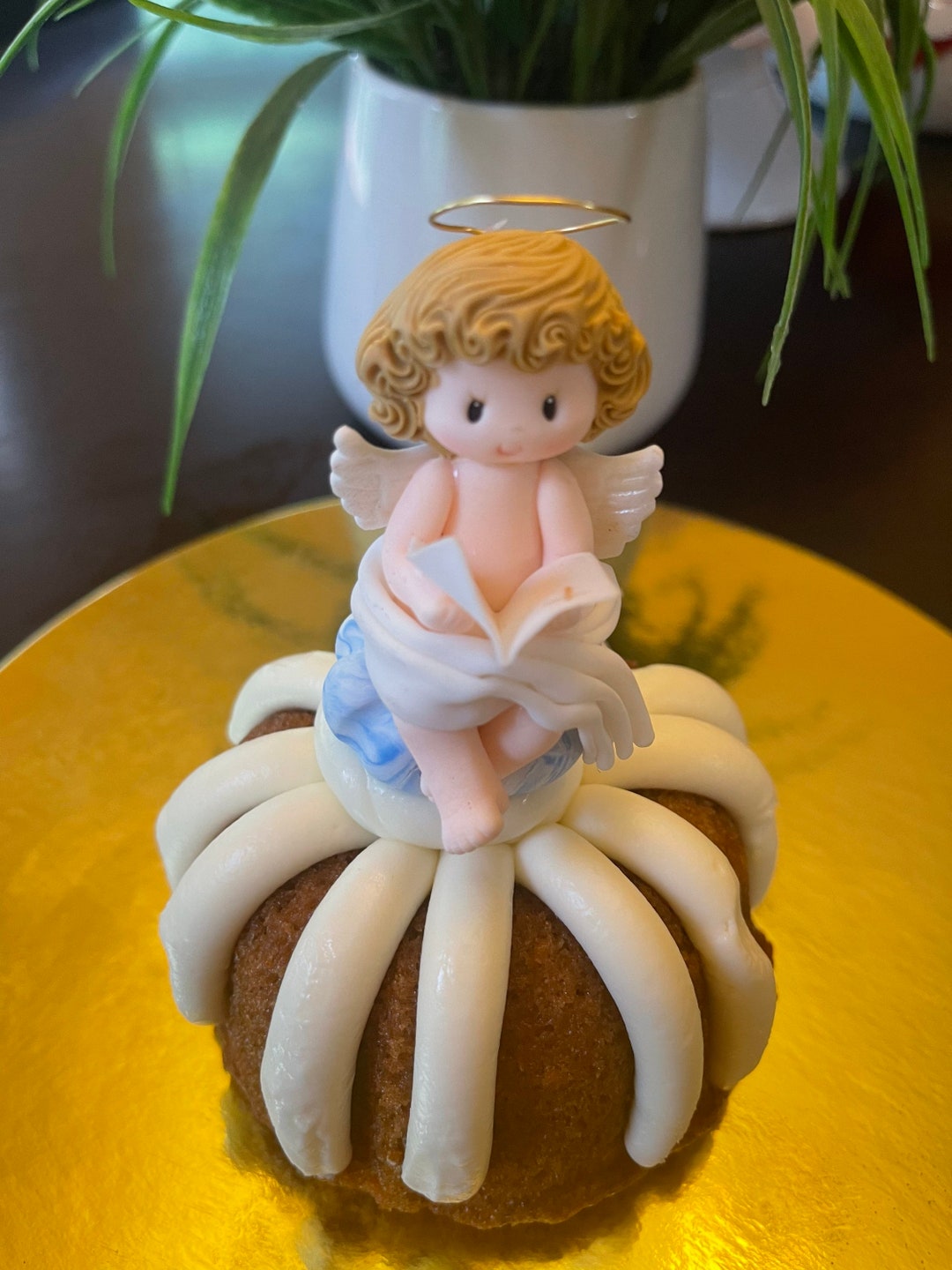 White Angel Wings Cross Baby on Wings Little Angel Cake Topper Baby ...