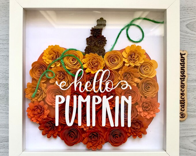 Hello Pumpkin Shadow Box Fall Decor Halloween Pumpkin Decor Flower ...