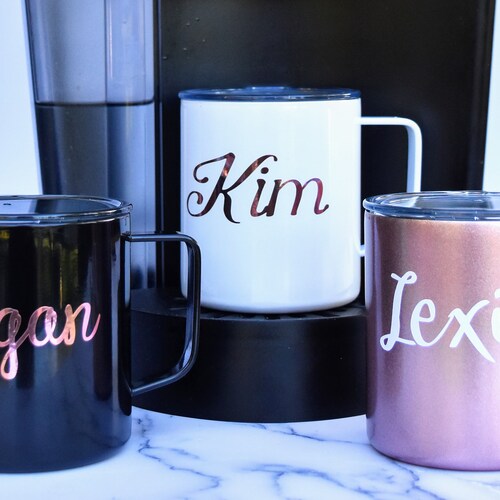 Personalized Stainless Steel Travel Mug With Handle and Lid / - Etsy
