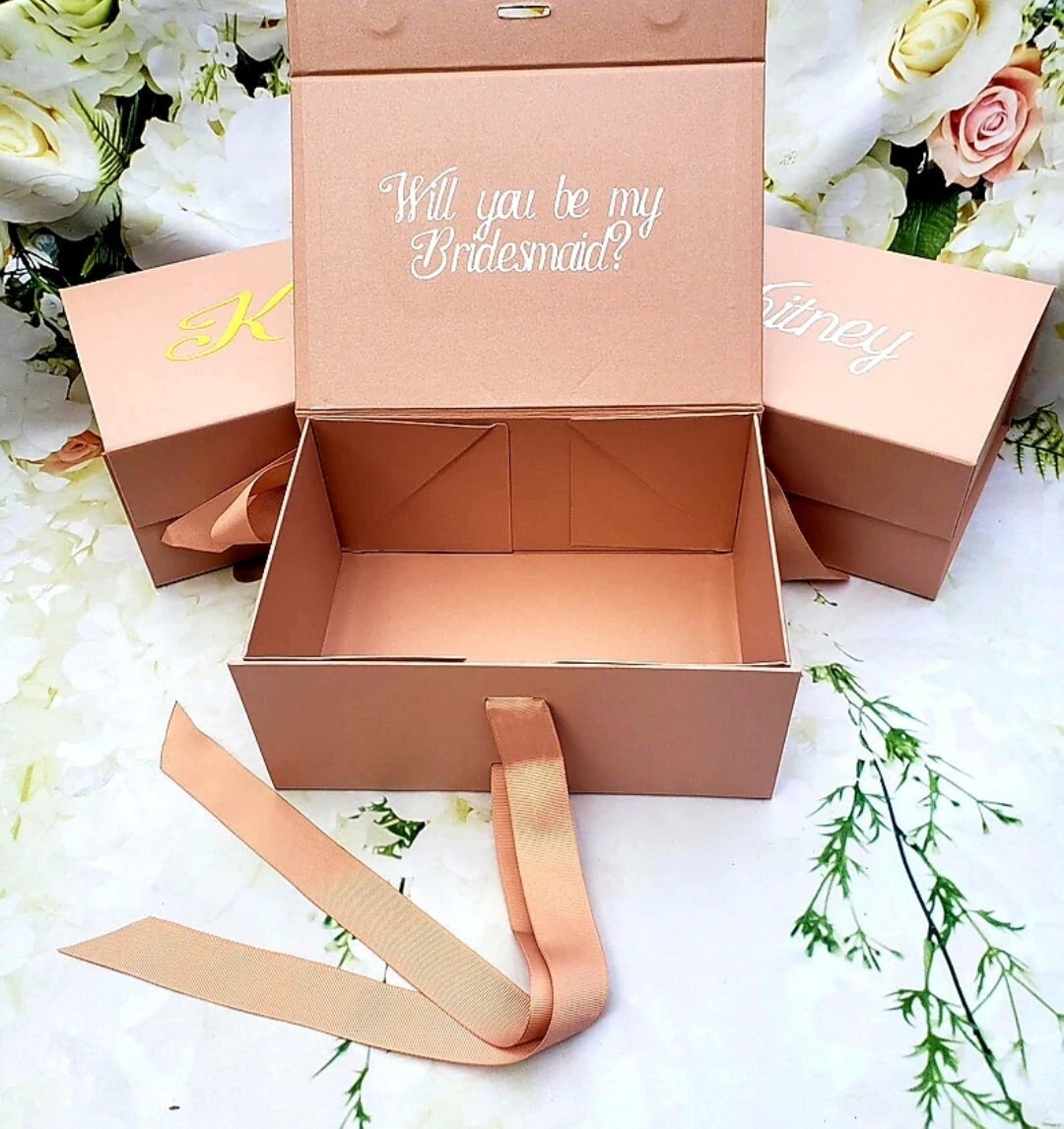 Rose Gold Bridesmaid Proposal Box, Personalized Bridesmaid Gifts ...