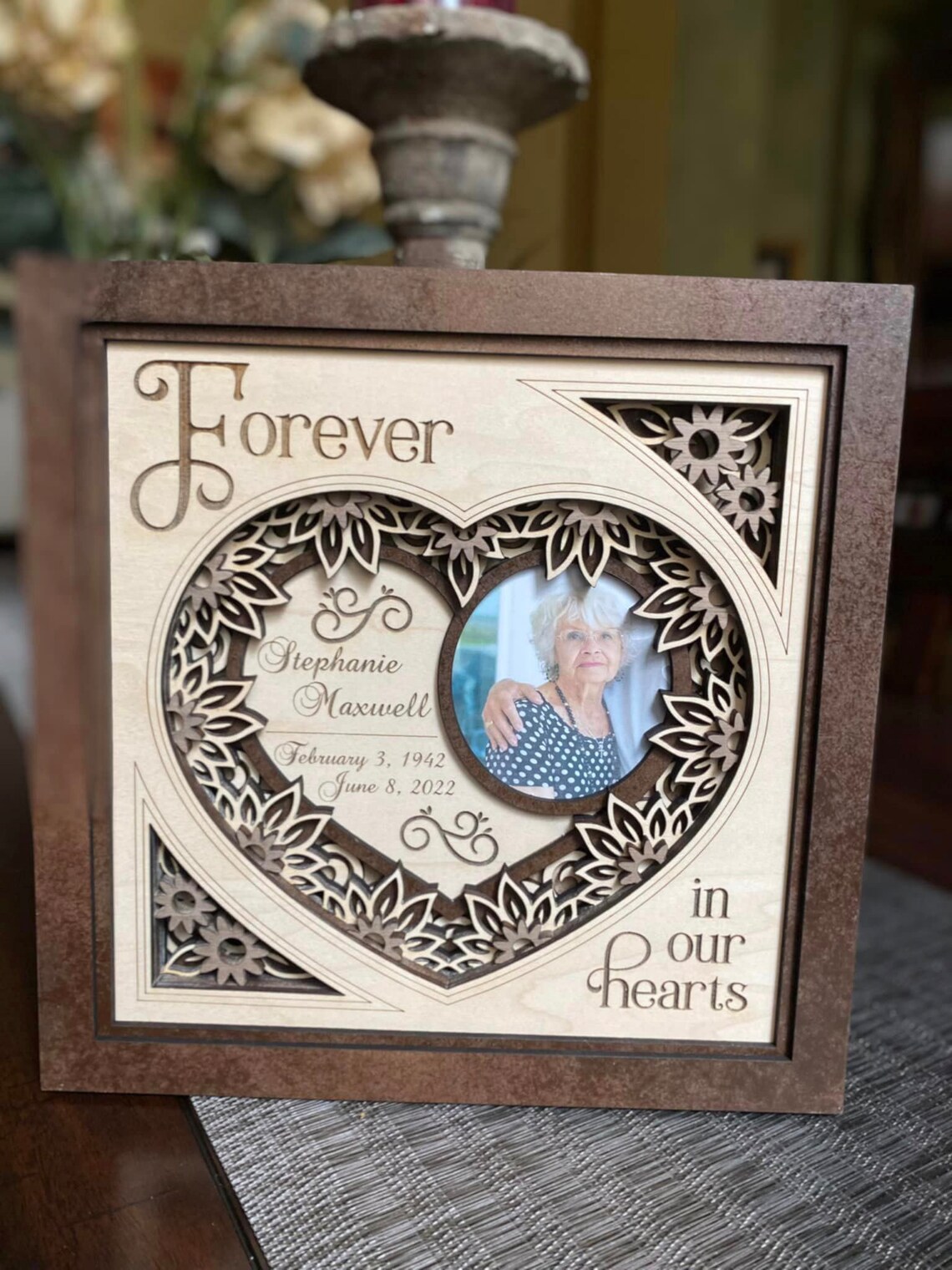 Laser Engraved Memorial Shadow Box Picture Frame, Layered Frame ...