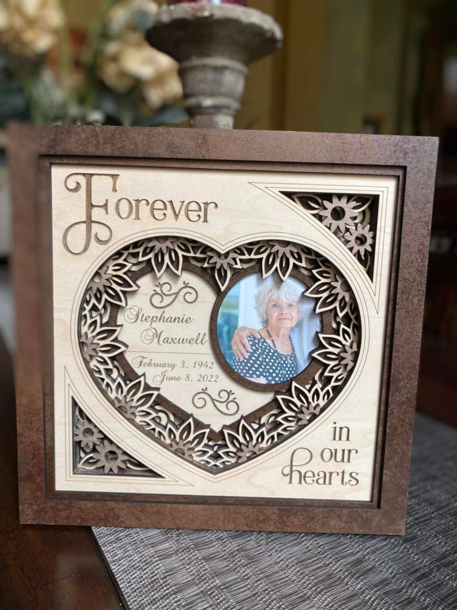 Laser Engraved Memorial Shadow Box Picture Frame, Layered Frame ...