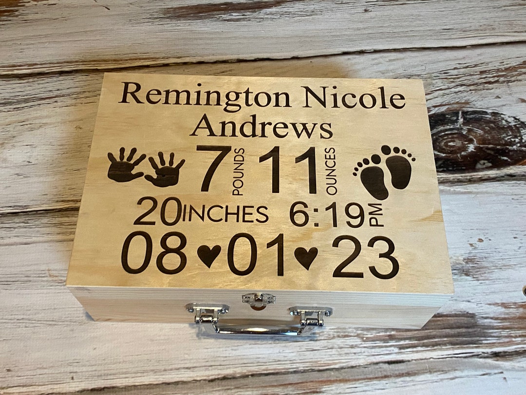Personalized Baby Keepsake Box: Engraved Birth Stats Memory Box - Etsy