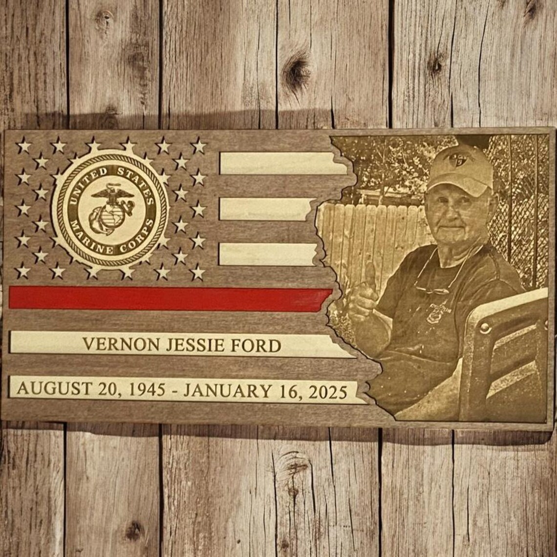 Laser Engraved Photo Flag Sign: Personalized Memorial Gift - Etsy