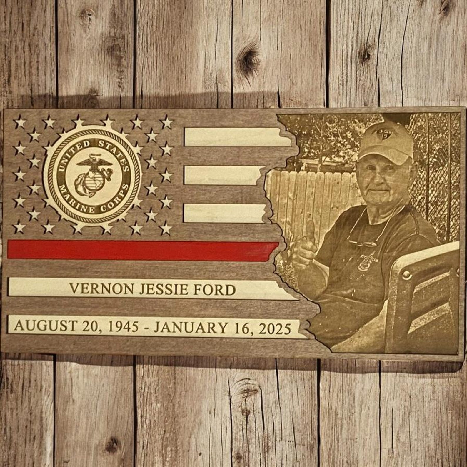 Laser Engraved Photo Flag Sign: Personalized Memorial Gift - Etsy