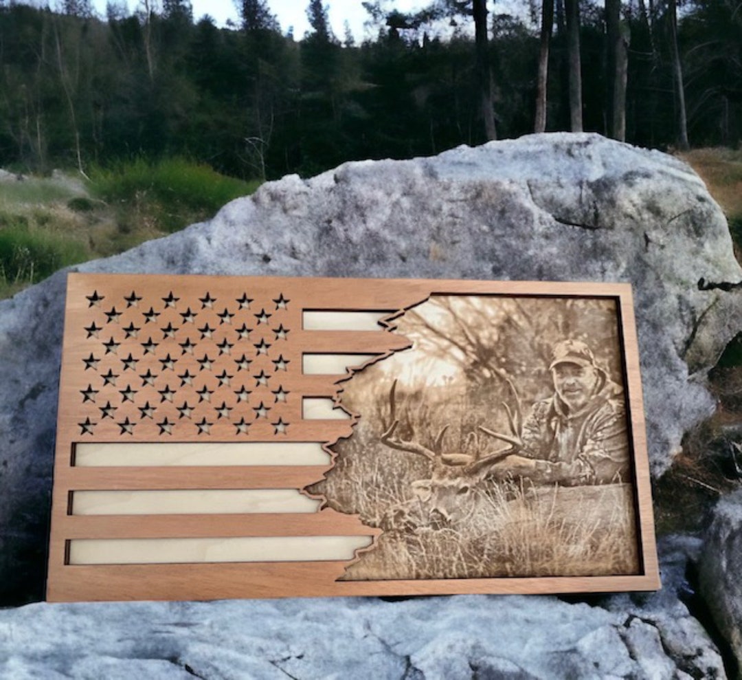 Hunting Gifts, Photo Flag Sign, Laser Engraved Photo, Gift for Him ...