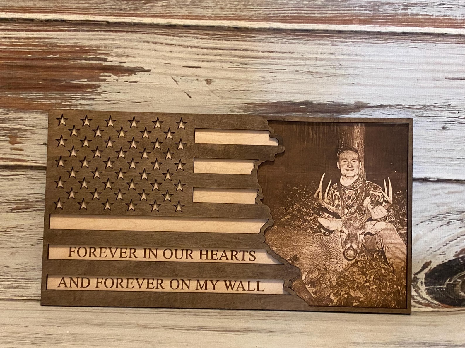 Laser Engraved Photo Flag Sign: Personalized Memorial Gift - Etsy