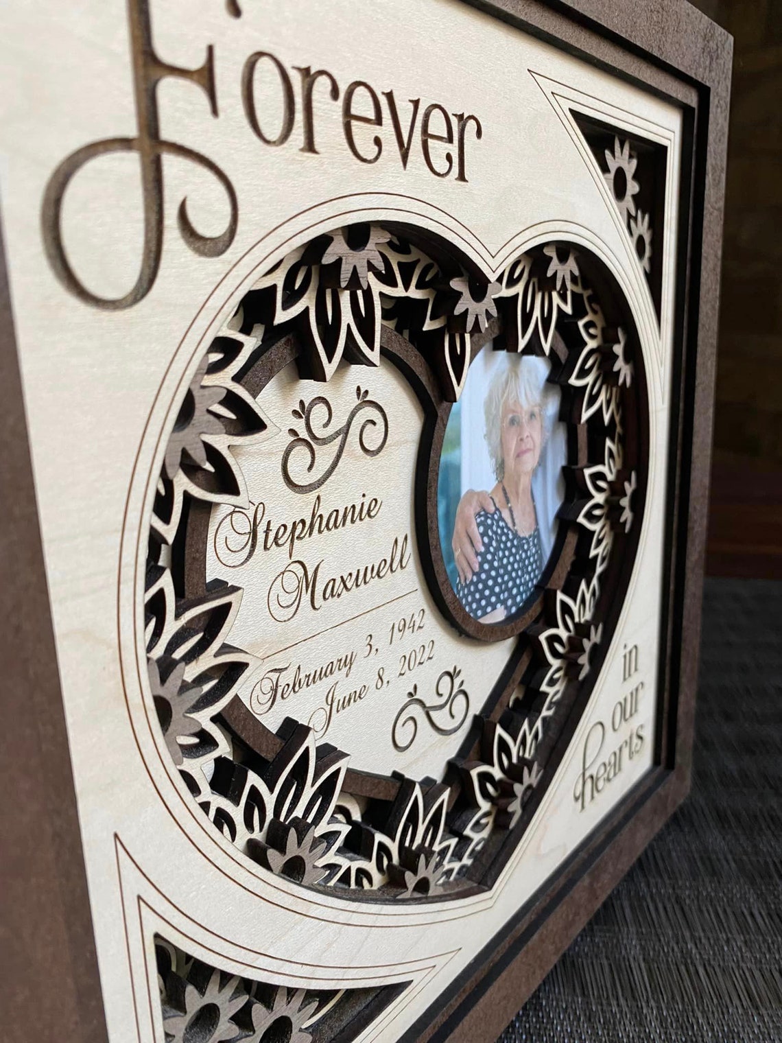 Laser Engraved Memorial Shadow Box Picture Frame, Layered Frame ...
