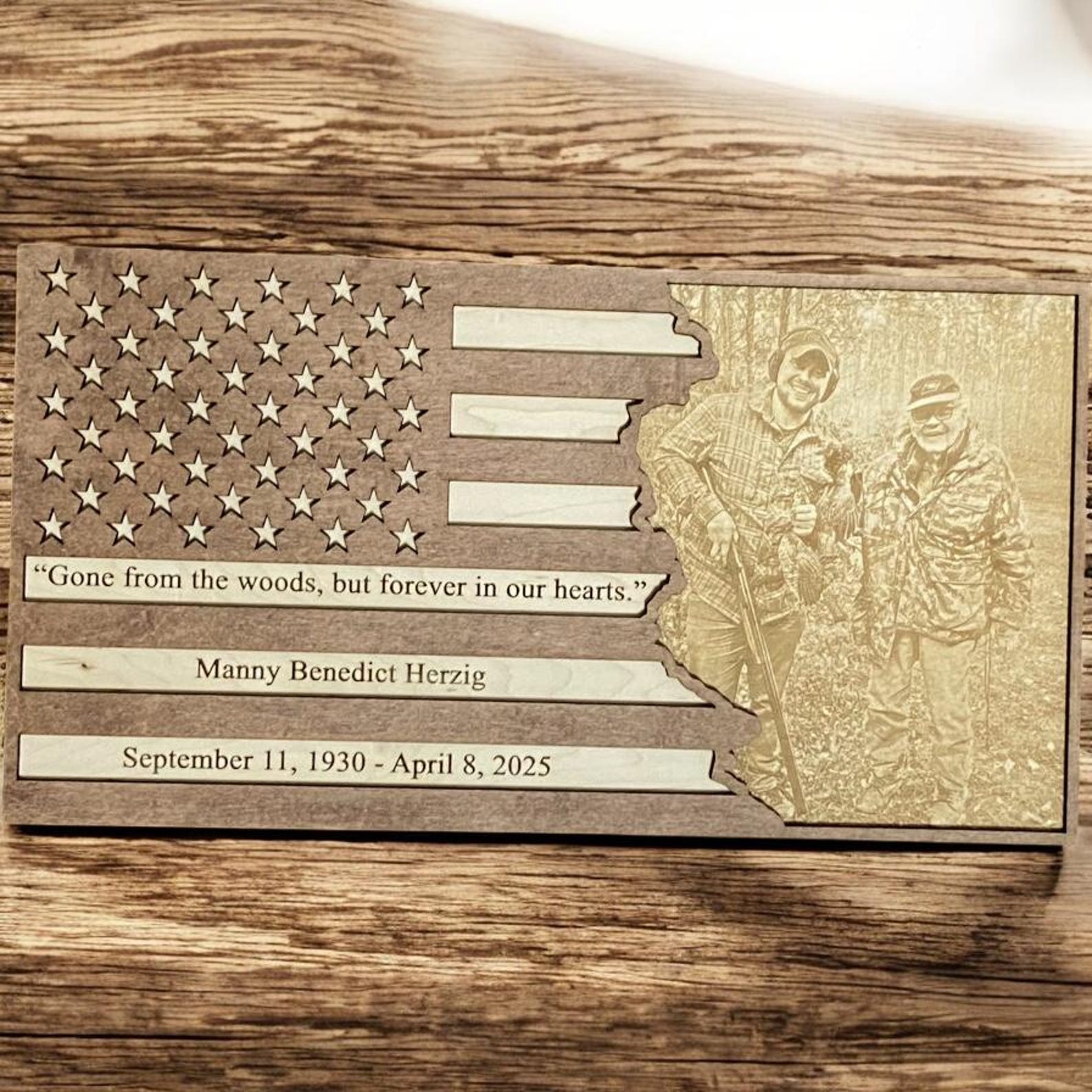 Laser Engraved Photo Flag Sign: Personalized Memorial Gift - Etsy