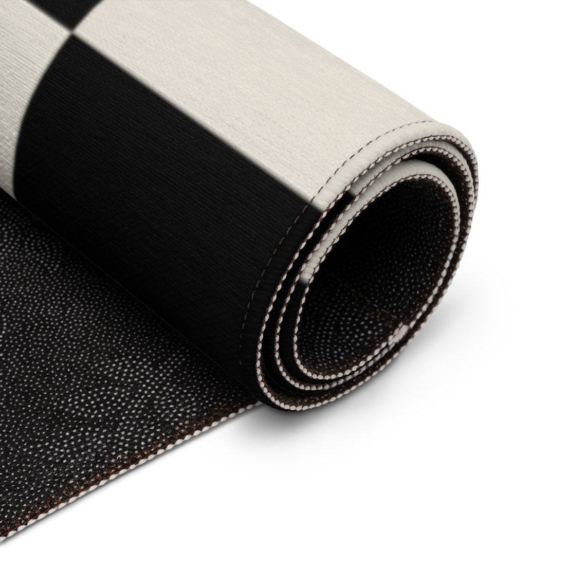 Black Cream Checkered Area Rug Multiple Sizes Mid Century - Etsy