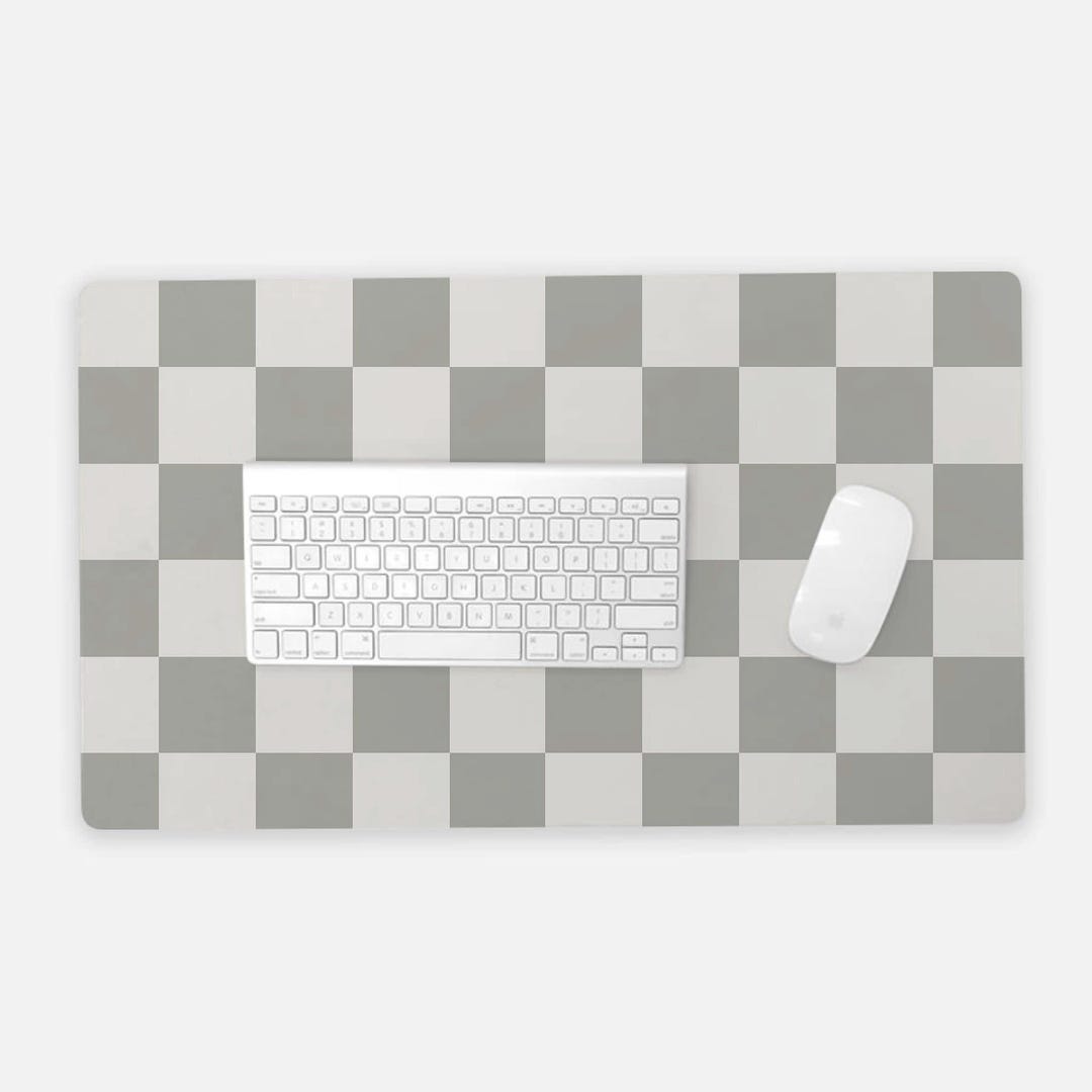 Light Sage Green Checkered Desk Mat - Aesthetic Office Decor, Modern ...