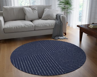 Navy Round Rug - Etsy