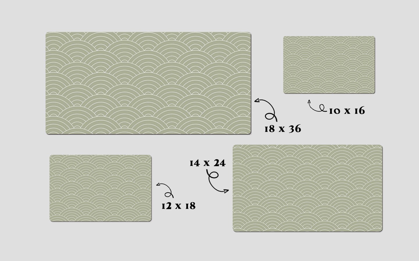 Gray Sage Waves Desk Mat, Boho Desk Mat, Sage Green Desk Mat, Mid ...