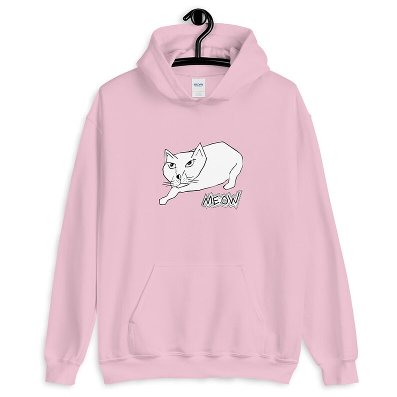 Mean Cat Meow Hooded Sweatshirt - Etsy